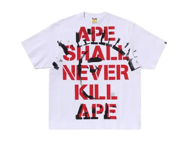 A BATHING APE Spray Print College Relaxed Fit Tee Shirt