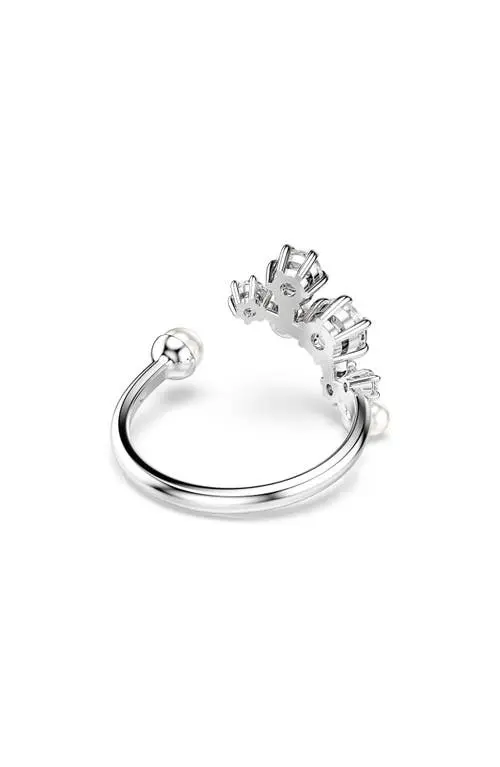 SWAROVSKI Constella Crystal & Faux Pearl Ring - White Gold