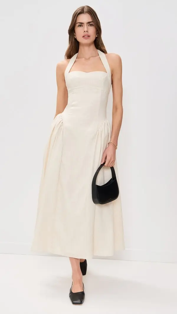 Line & Dot Greta Halter Maxi Dress In Ecru - 50% Off | Editorialist