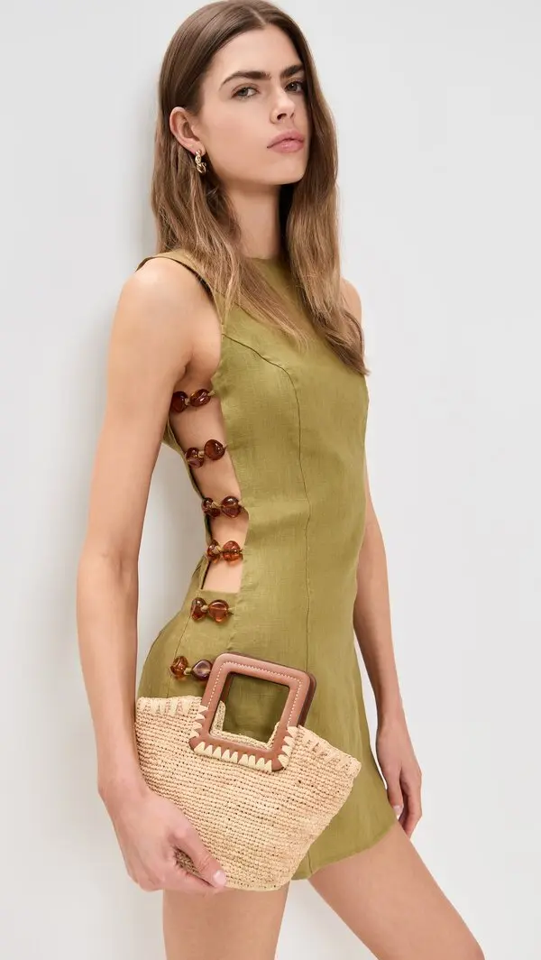 VRG GRL Tia Linen Mini Dress - Olive