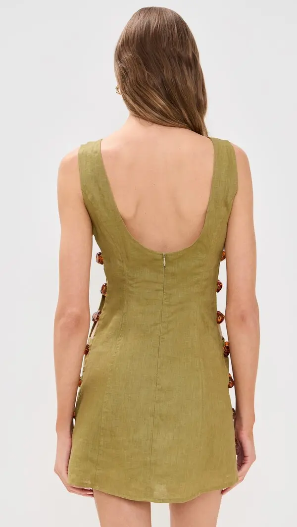 VRG GRL Tia Linen Mini Dress - Olive