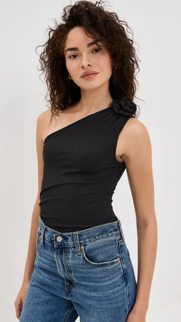 LE BOP Carrie One-shoulder Top - Black