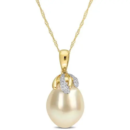 JULIANNA B. 14k Gold Cultured Pearl And Diamond Pendant Necklace - South Sea Pearl/yellow Gold