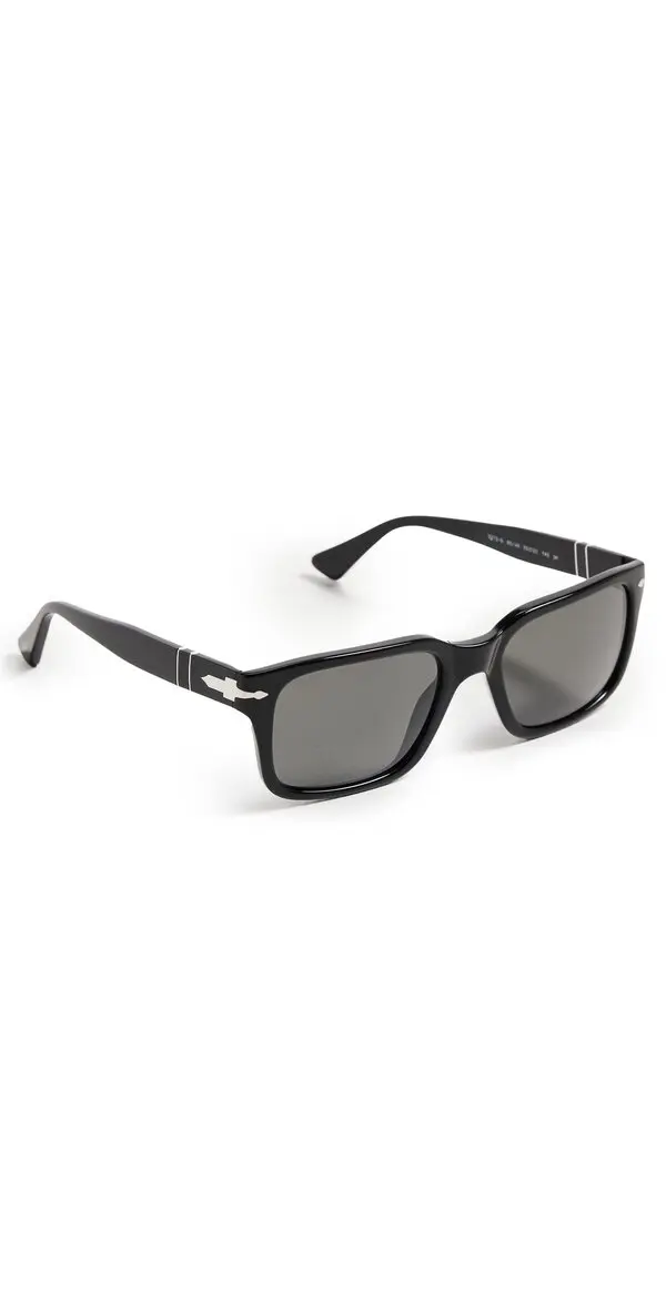 Persol Rectangular Polarized Sunglasses - Black/polar Dark Grey
