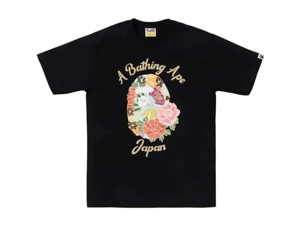 A BATHING APE Japanese Peony Tee Shirt - Black