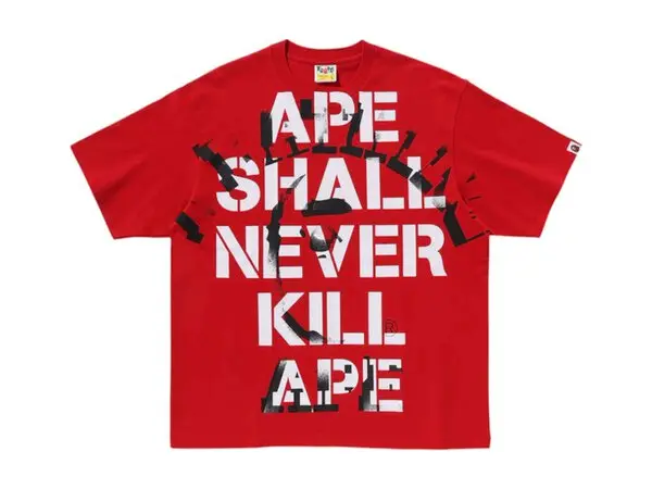 A BATHING APE Spray Print College Relaxed Fit Tee Shirt