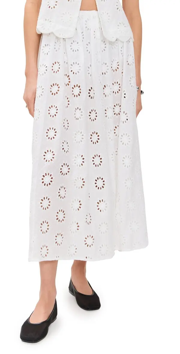 VRG GRL Maisie Floral Eyelet Midi Skirt