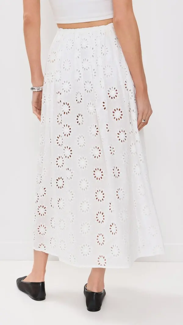 VRG GRL Maisie Floral Eyelet Midi Skirt