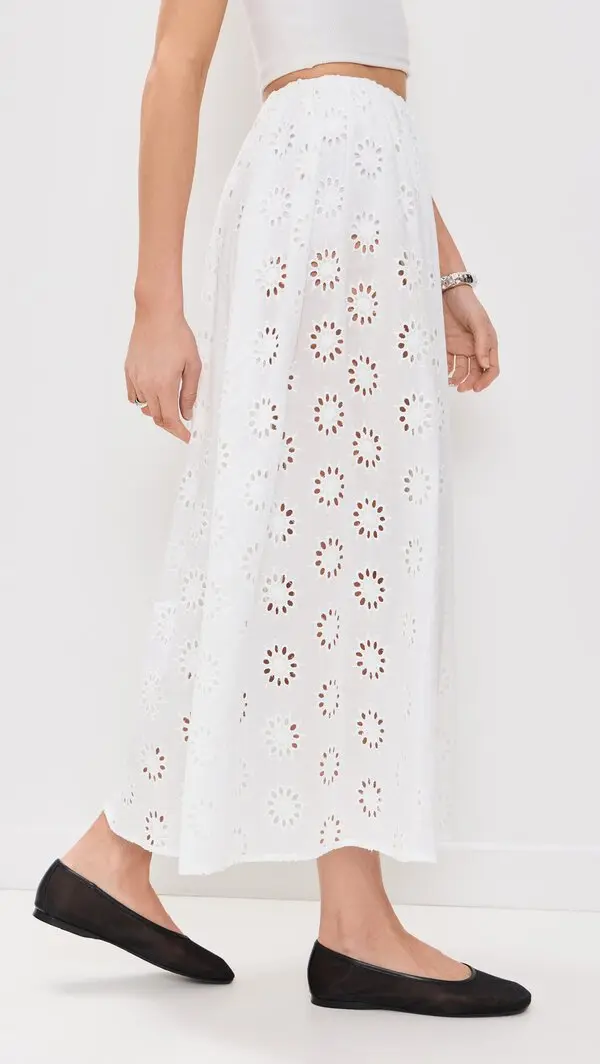 VRG GRL Maisie Floral Eyelet Midi Skirt