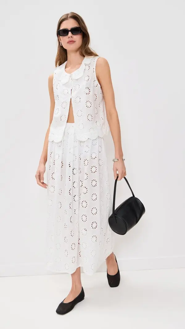 VRG GRL Maisie Floral Eyelet Midi Skirt