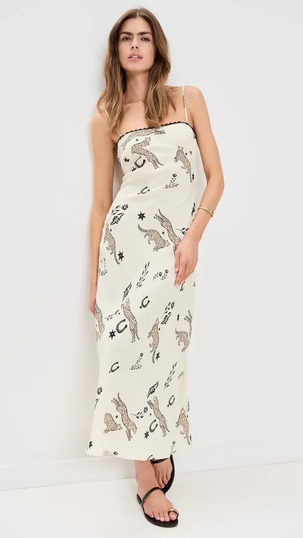 Vrg Grl Cosmic Bias Cut Maxi Dress - Cream | Editorialist