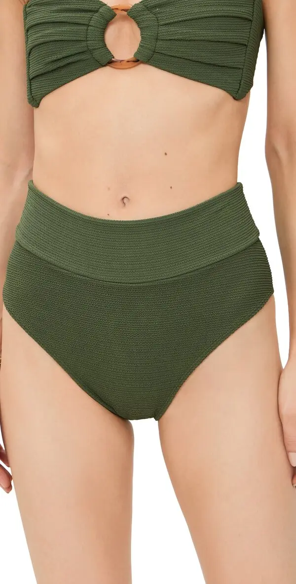 MONTCE Ac High Rise Bikini Bottom - Olive Micro Scrunch