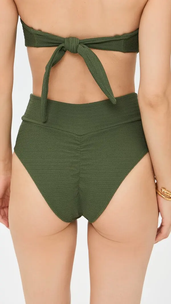 MONTCE Ac High Rise Bikini Bottom - Olive Micro Scrunch