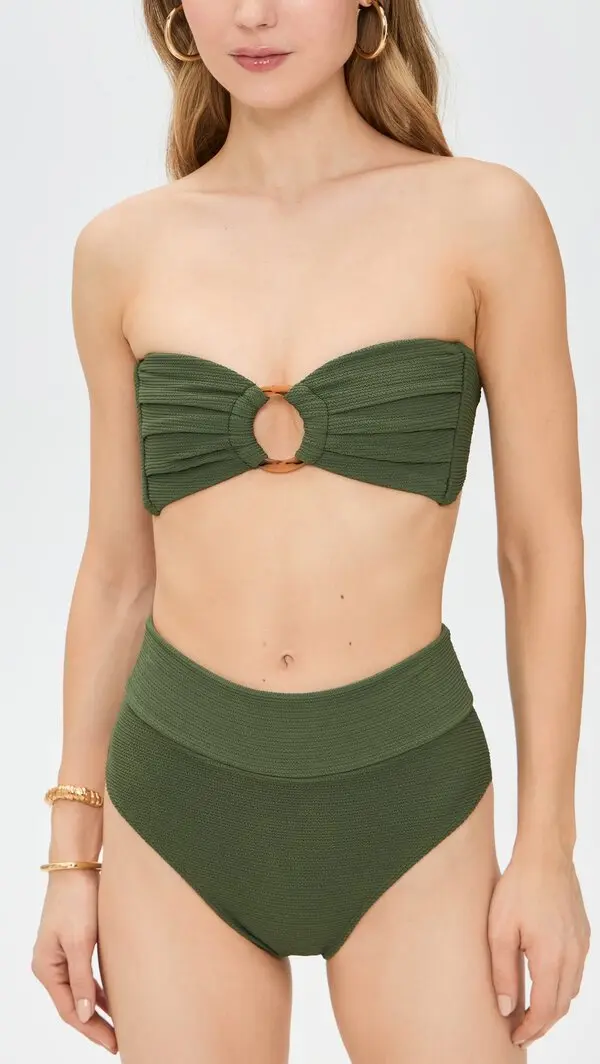 MONTCE Ac High Rise Bikini Bottom - Olive Micro Scrunch
