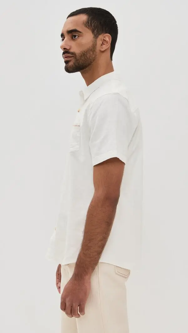 Marine Layer Classic Stretch Selvage Shirt - Natural