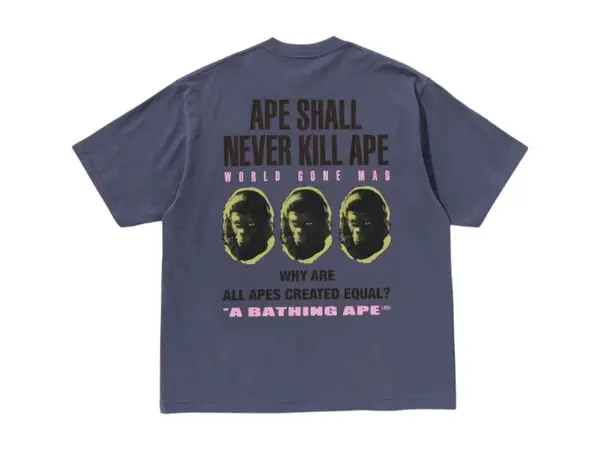 A BATHING APE Slogan Relaxed Fit Tee Shirt - Blue