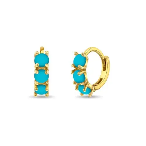 IN SEASON JEWELRY 14k Gold Simulated Turquoise Hoop Earrings - Aqua Blue