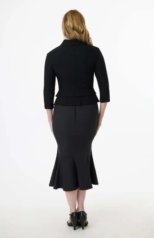 Unique Vintage Boucle Trumpet Skirt By - Black