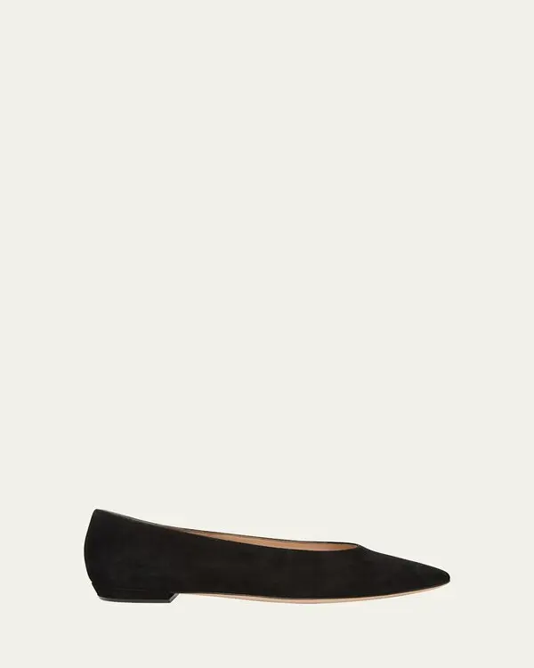 GIANVITO ROSSI Suede Ballerina Flats