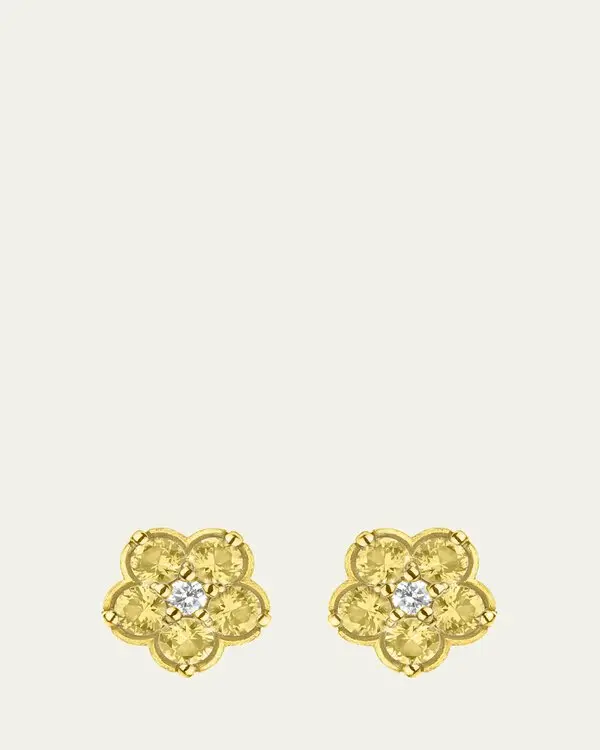 Paul Morelli 18k Yellow Mini Wild Child Stud Earrings With Diamonds And Sapphires - Gold