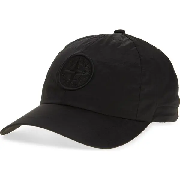 Stone Island Logo Embroidered Baseball Cap - Black