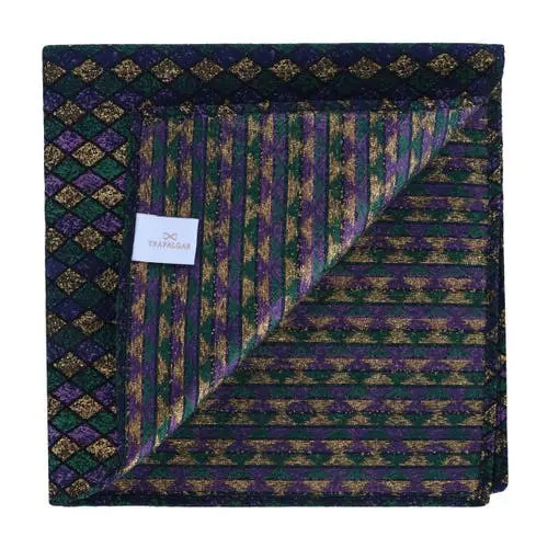 Trafalgar Carnival Diamond Multi-colored Novelty Silk Pocket Square - Multiple