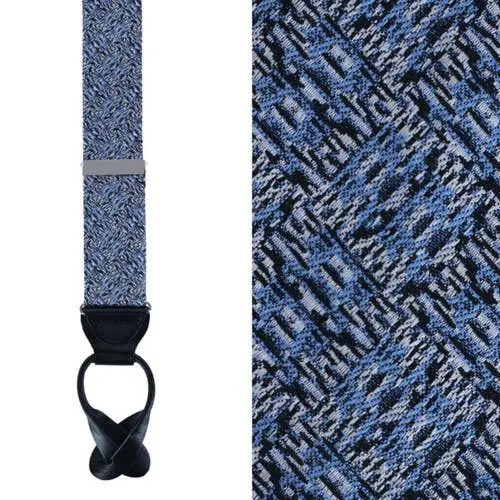 Trafalgar Benito's Basket Weave Silk Button End Suspenders - Light Blue