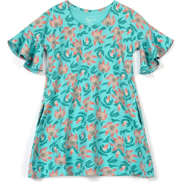 MIGHTLY Organic Cotton Flutter Sleeve A-line Dress - Tiger Lily