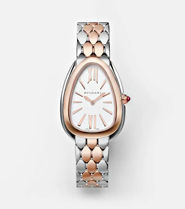 BVLGARI Serpenti Seduttori 18kt And Stainless Steel Watch With Rubellite - Gold