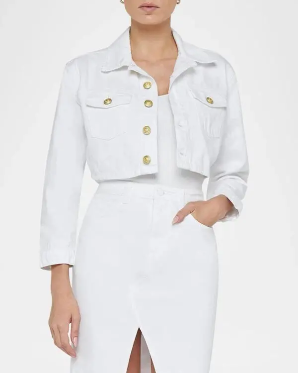 L & APOS;AGENCE L'agence Genevie Cropped Denim Jacket - Blanc