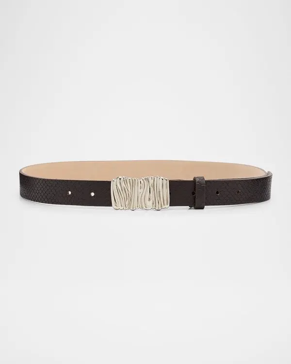 HEAVEN MAYHEM Gaia Leather Belt - Brown Croc