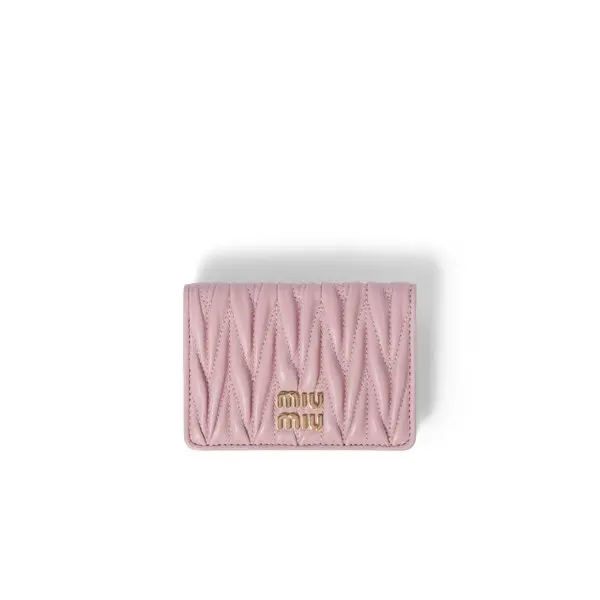 Miu Miu Matelassé Nappa Leather Card Holder - Alabaster Pink