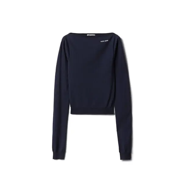 Miu Miu Wool Boat-neck Sweater - Navy
