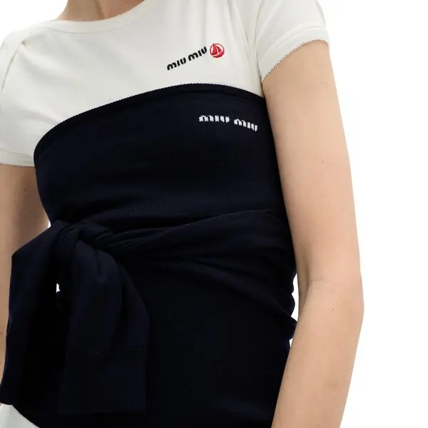 Miu Miu Wool Boat-neck Sweater - Navy