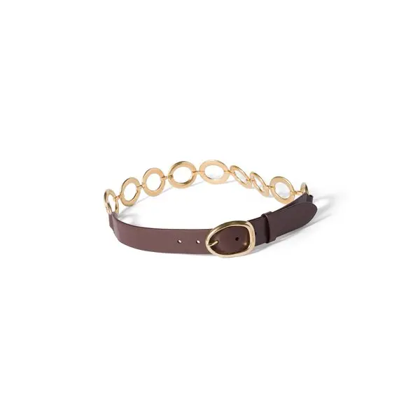 Miu Miu Leather And Metal Belt - Briarwood