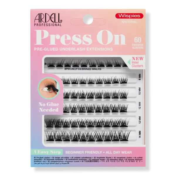 ARDELL Press On Pre-glued Underlash Extensions, Wispies Natural - One-color