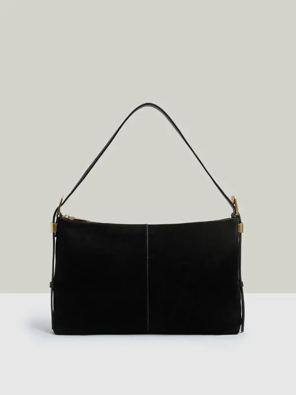 REISS Vada Suede And Leather Shoulder Bag