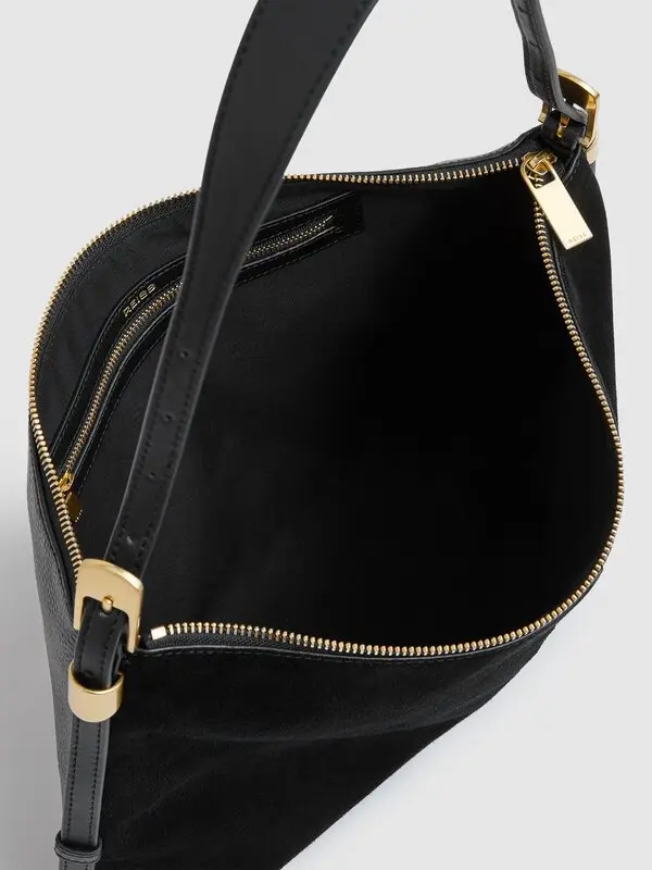 REISS Vada Suede And Leather Shoulder Bag