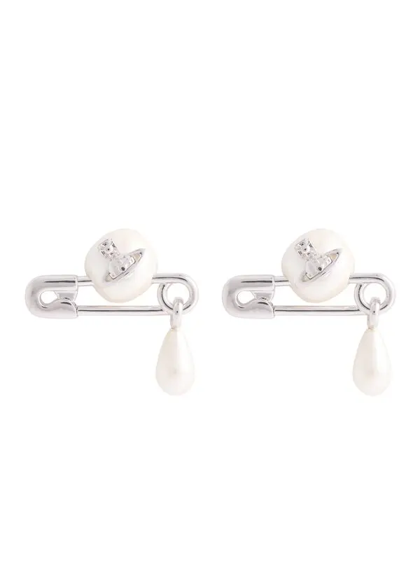 VIVIENNE WESTWOOD Claude Small Safety-pin Stud Earrings - Silver