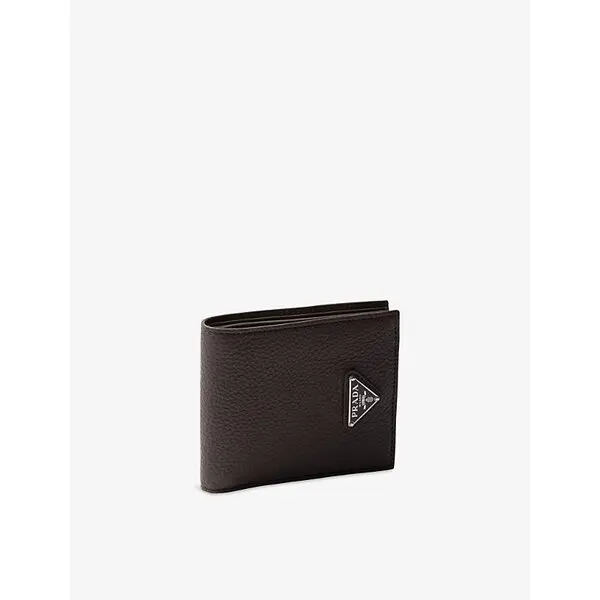 Prada Logo-plaque Leather Wallet - Grey