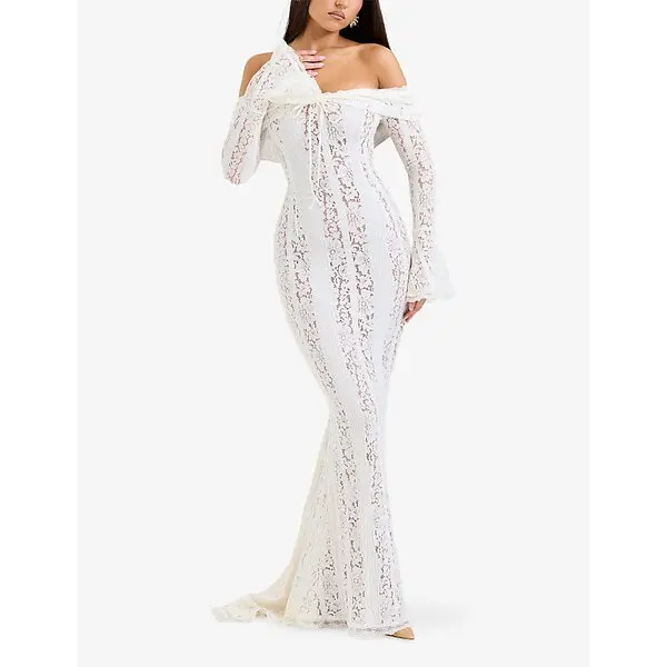white christmas dresses Shailene Tiered Floral Bustier Maxi Dress in Vintage Cream Medium