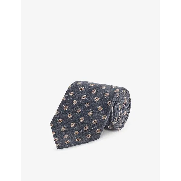 Dunhill Floral-pattern Silk Neck Tie - Fawn