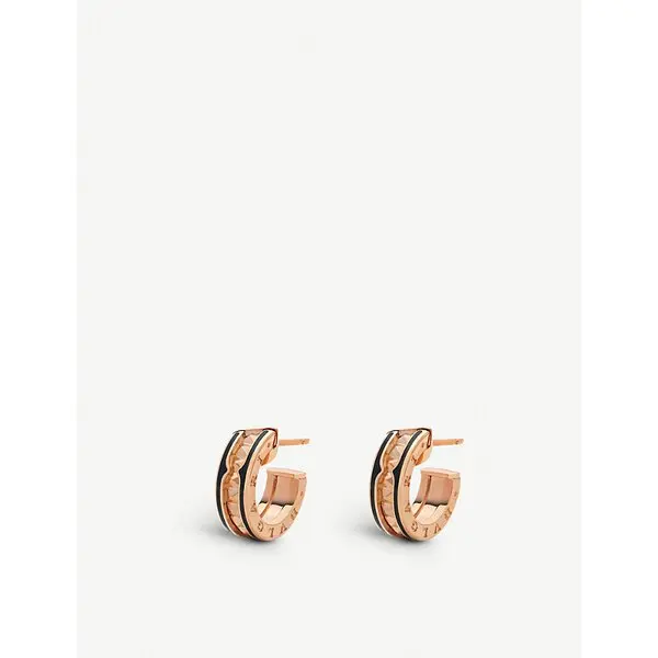 BVLGARI B.zero1 18ct Rose-gold And Ceramic Hoop Earrings - Rose Gold