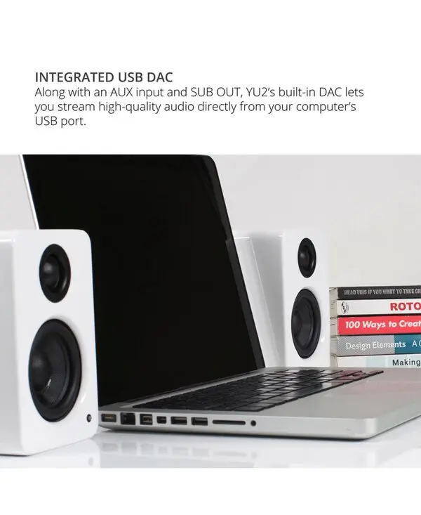 KANTO Yu2 Powered Desktop Speakers Pair - Matte White