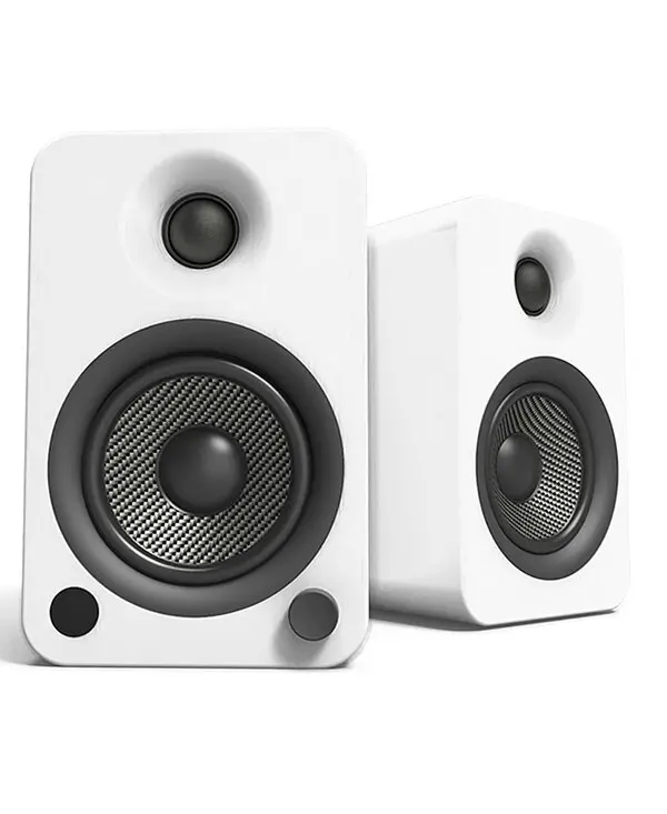 KANTO Yu4 Powered Bookshelf Speakers With Built-in Bluetooth Pair - Matte White