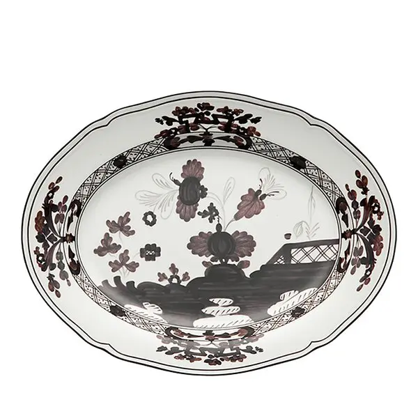 GINORI 1735 Antico Doccia Oval Flat Platter - Gray