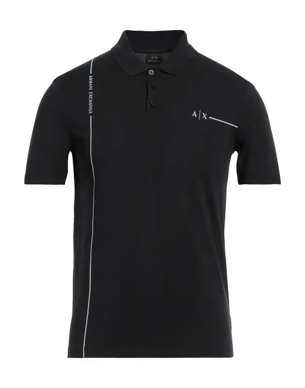 Armani Exchange Polo Shirt Size Cotton, Elastane - Black