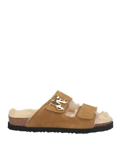 Palm Angels Suede Technical Sandals With Shearling Lining - Beige
