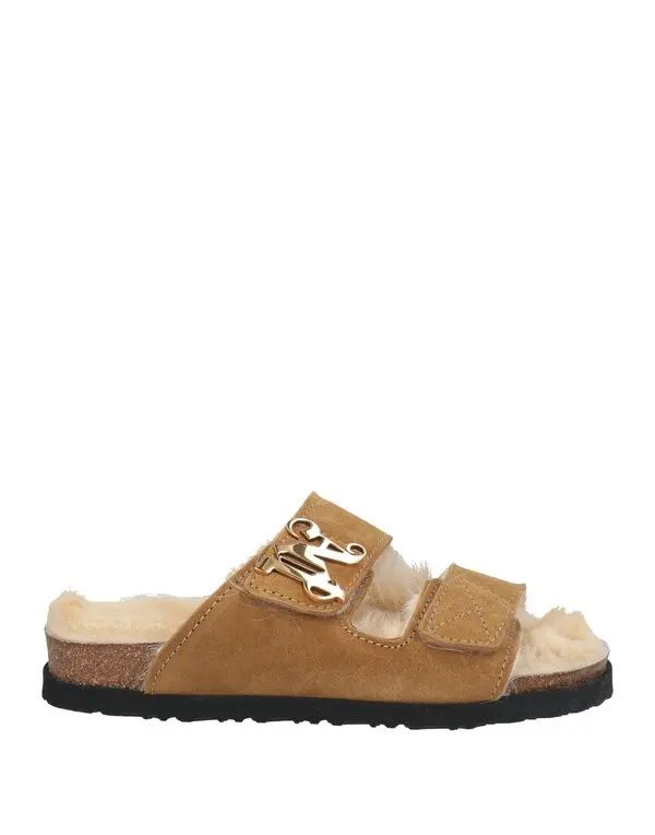 Palm Angels Suede Technical Sandals With Shearling Lining - Beige