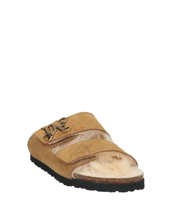 Palm Angels Suede Technical Sandals With Shearling Lining - Beige